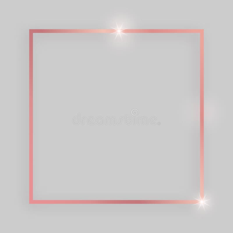 Rose Gold Square Shiny Frame with Glowing Effects Stock Vector ...