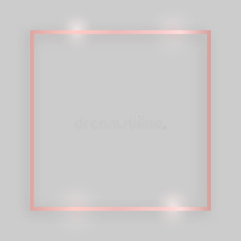 Rose Gold Square Shiny Frame with Glowing Effects Stock Vector ...
