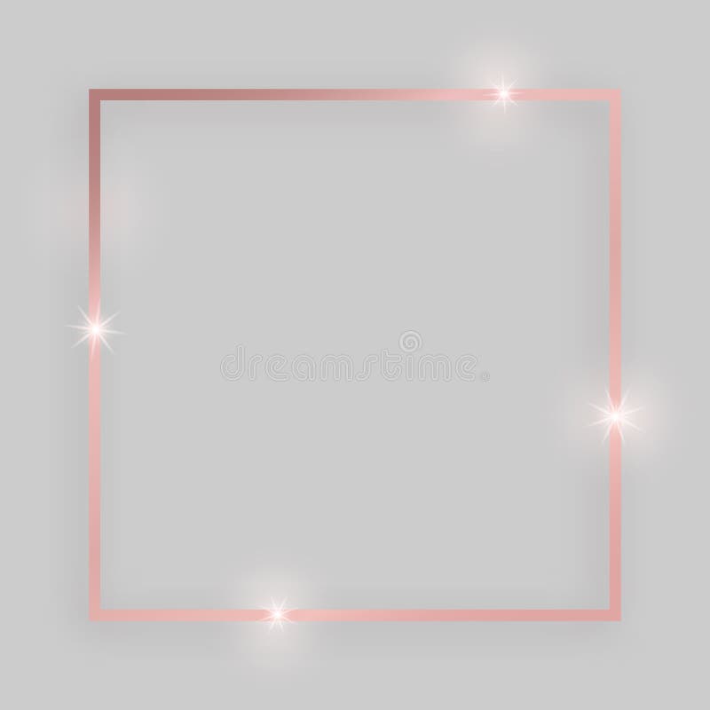 Rose Gold Square Shiny Frame with Glowing Effects Stock Vector ...