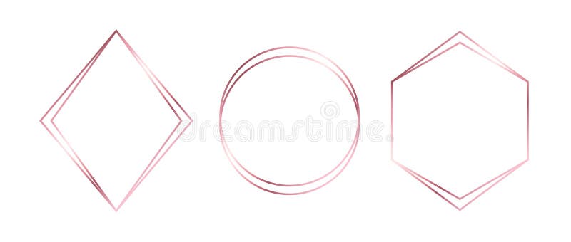 Rose Gold Thin Frames Set. Pink Gold Geometric Borders in Art Deco ...