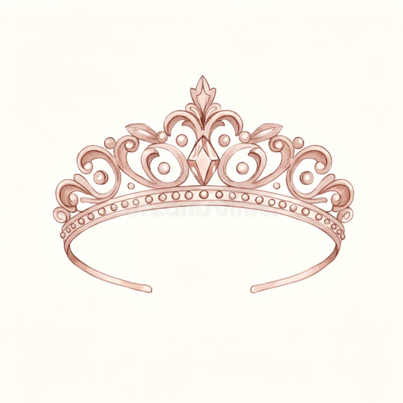Rose Gold Tiara with Delicate Design Stock Illustration - Illustration ...