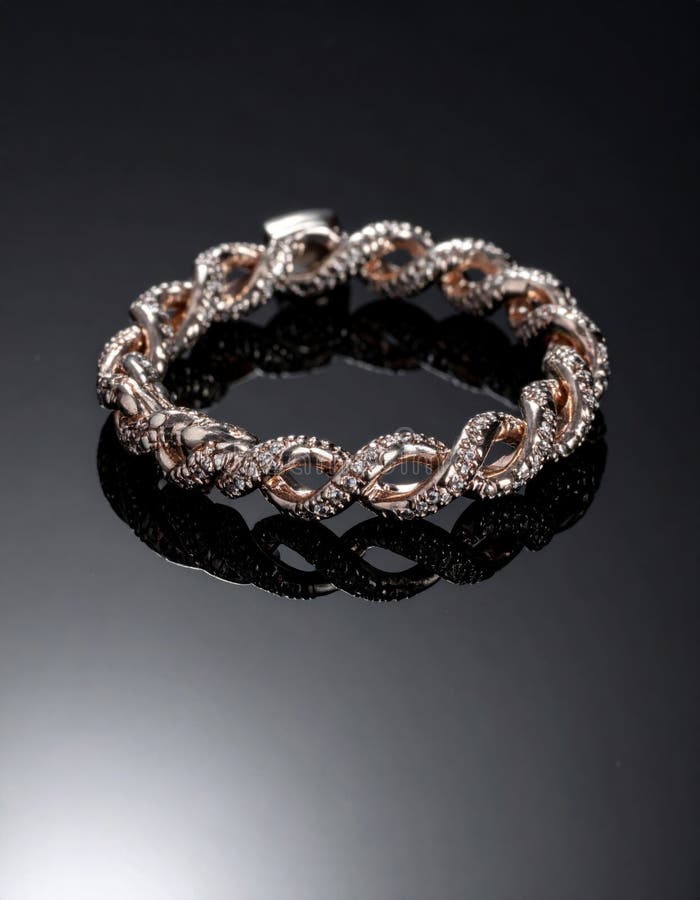 Rose Gold Twisted Bracelet on Black Background Stock Illustration - Illustration of glamorous ...