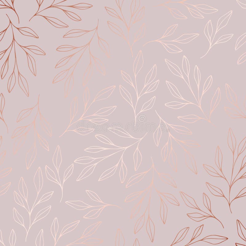 Rose Gold. Vector Pattern with Branches Stock Vector - Illustration of ...