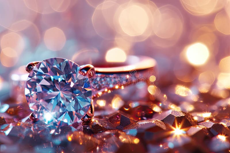 Rose Gold Wedding Ring with a Round Diamond Captivating Light Effects ...