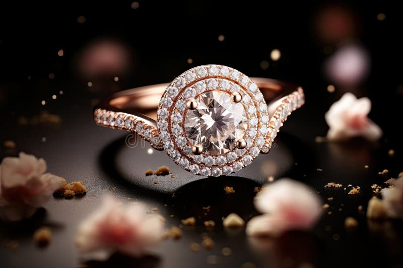 Rose Gold Wedding Ring with a Round Diamond Captivating Light Effects ...