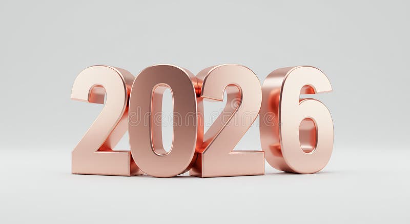 2026: Rose Gold Year Rendering - Celebrate the Future Stock ...
