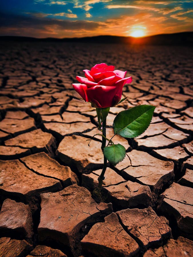 Rose Growing from Dry Ground Stock Image - Image of dryness, open ...