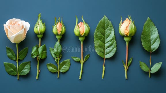 Rose Growth Stages from Bud To Bloom Displayed Stock Illustration ...