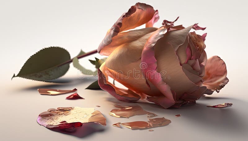 A Rose that Has Fallen Apart on the Ground with Petals Stock ...
