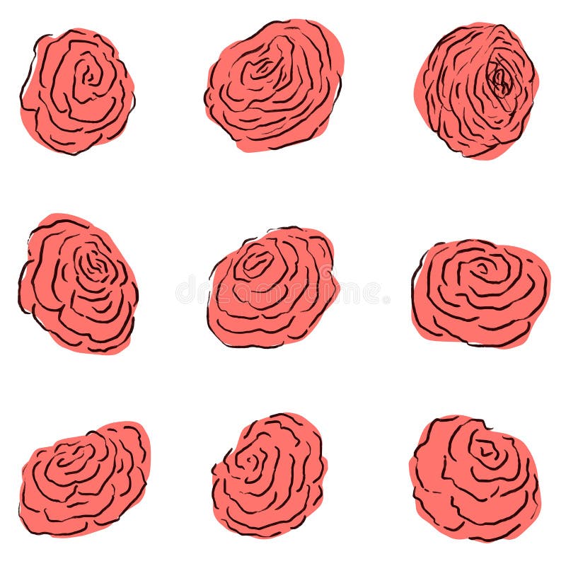 Rose Head Collection on a Graphic Design Illustration Simple Style ...
