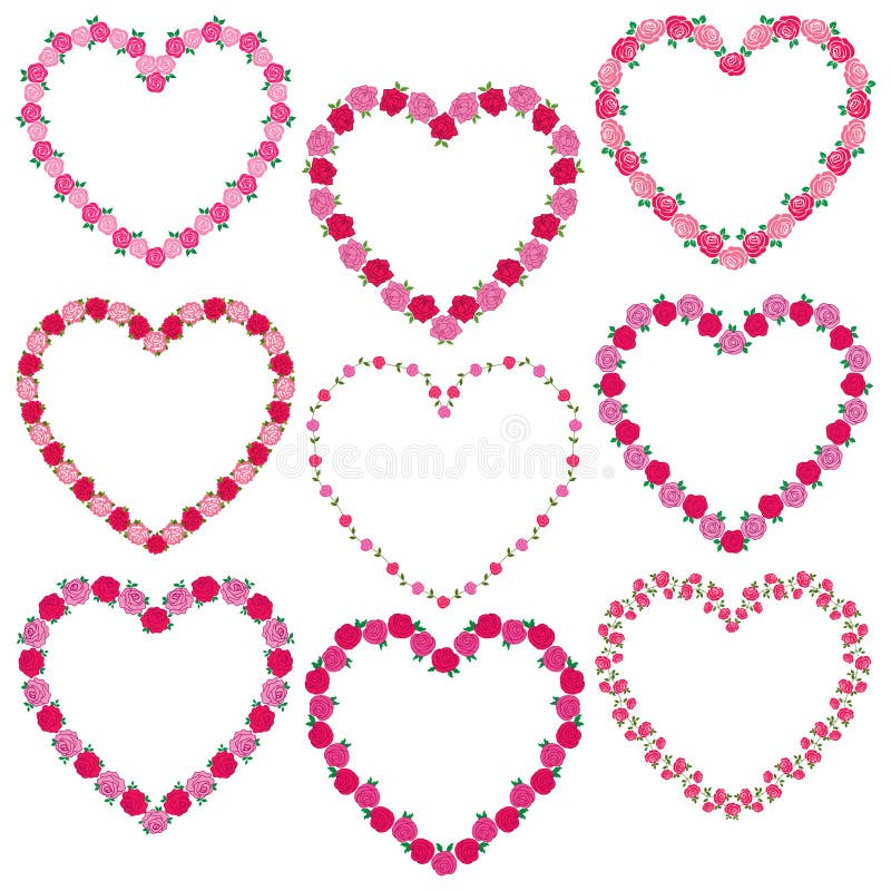 Rose heart frames stock illustration. Illustration of rosette - 65465293