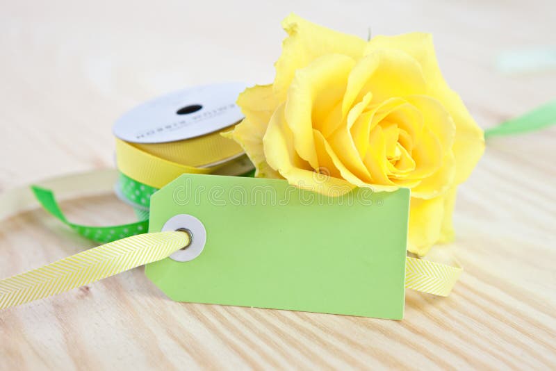Rose with Heart-shaped Blank Tag Stock Image - Image of green, rose ...