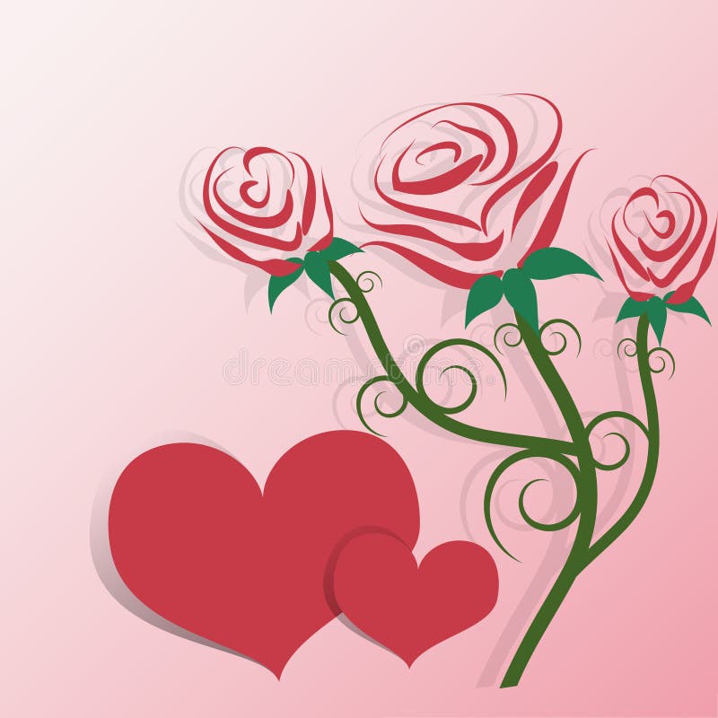 Rose and Hearts Illustration Background Stock Vector - Illustration of ...