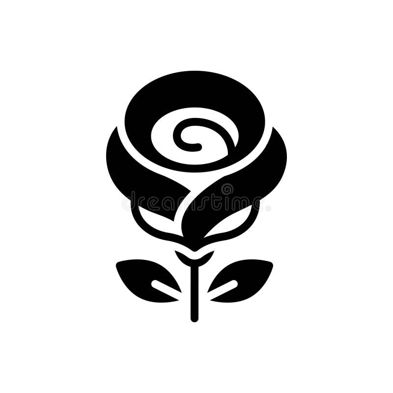 Black Solid Icon for Rose, Rose Bush and Flower Stock Vector ...