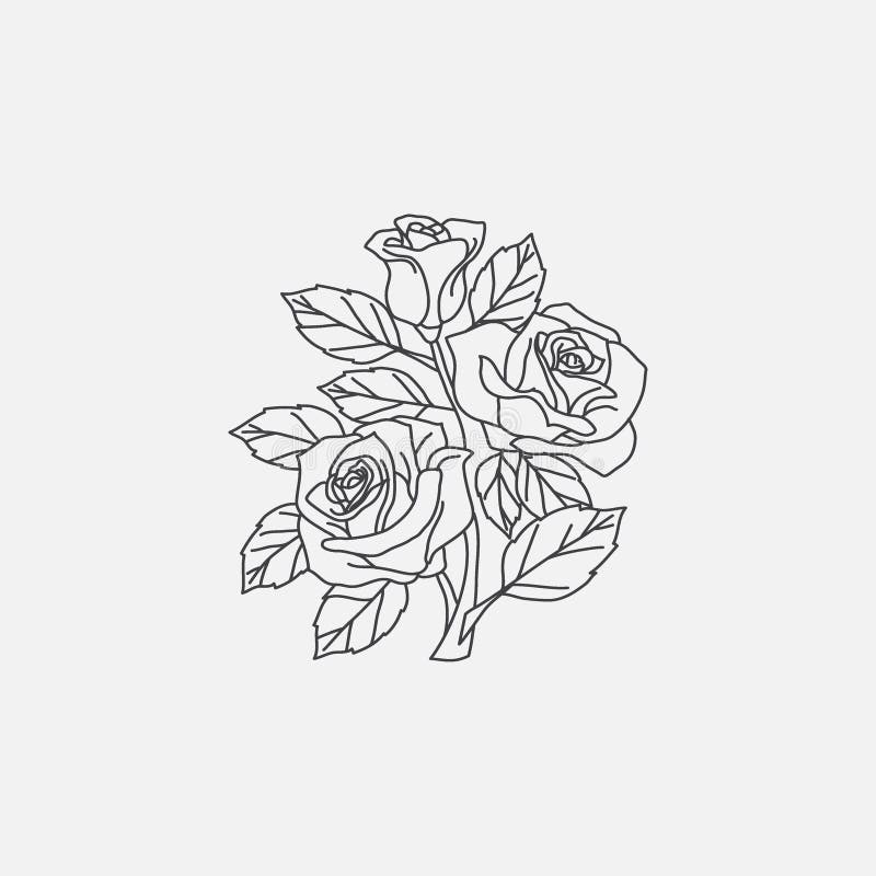 Rose icon linear vector stock illustration. Illustration of leaf ...