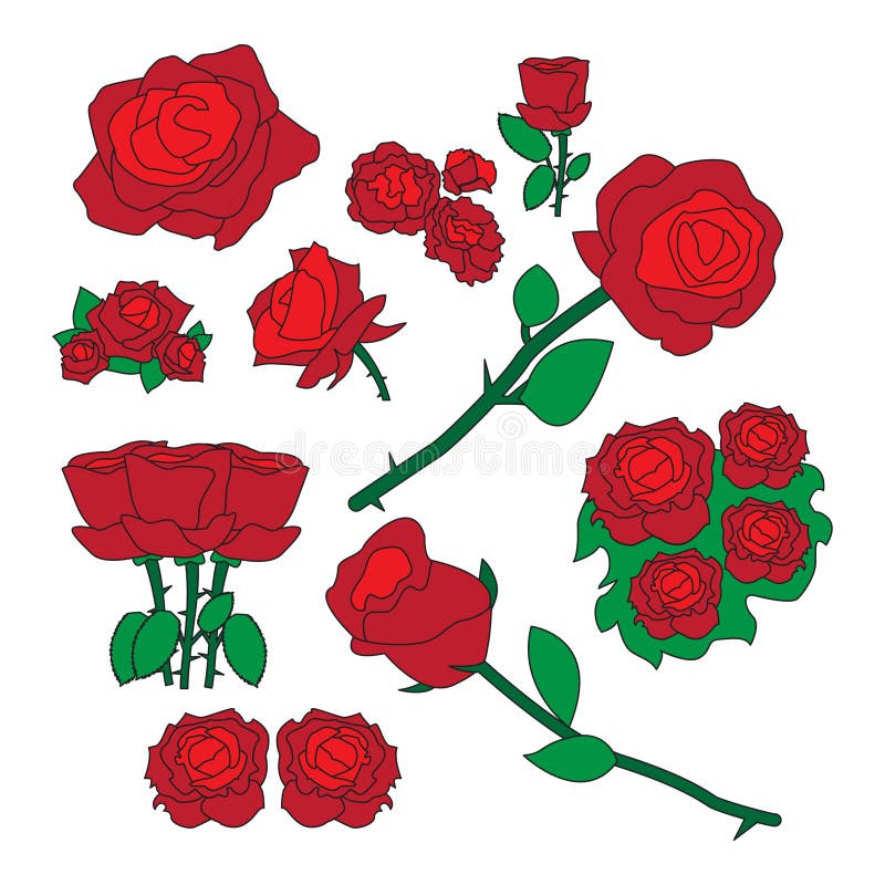 Rose icon set stock vector. Illustration of flat, petal - 316440380
