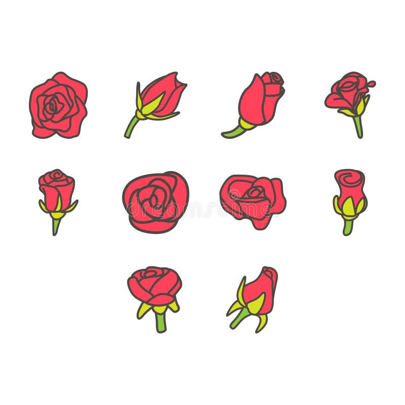 Rose Icon Set vektor abbildung. Illustration von ikone - 166110787
