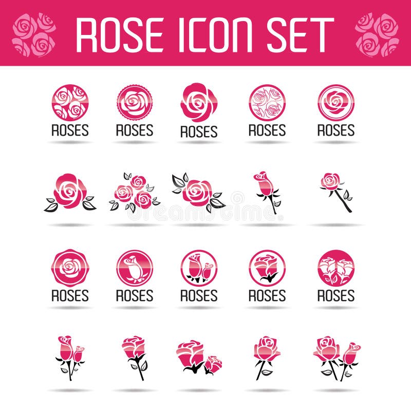 Rose Icon Set. Vector Illustration Decorative Background Design Stock ...