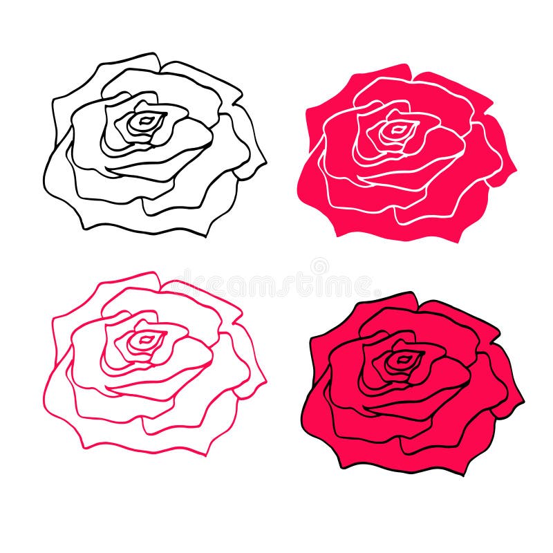 Rose Icon Symbol Isolated on the White Background for Decorating Stock ...
