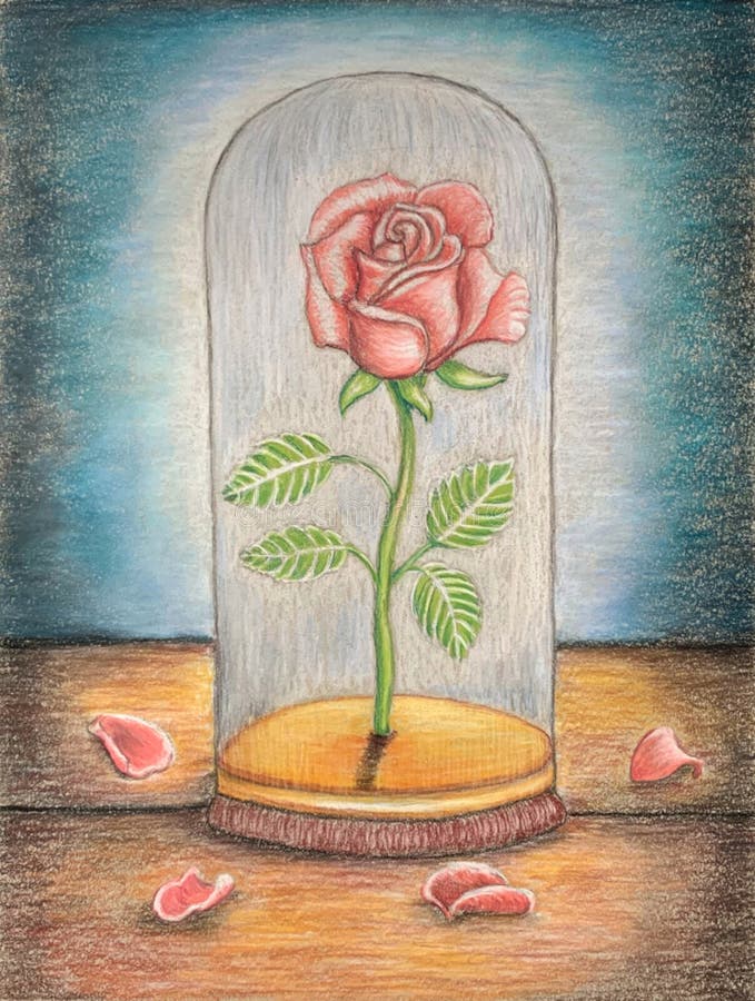 Rose inside glass dome stock photo. Image of gift, petals - 271367748