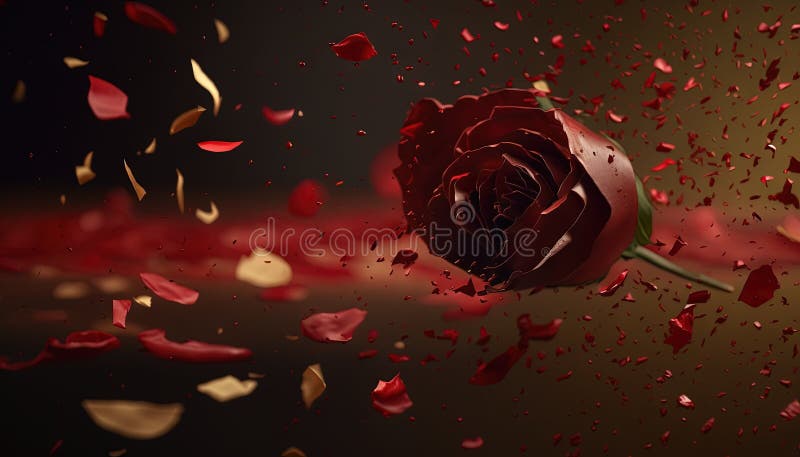 A Rose that is Laying Down on the Ground with Petals Stock Illustration ...