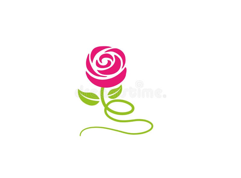 Rose with Leaves and Long Leg Flower for Logo Stock Illustration ...