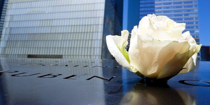 Rose left at 9/11 memorial editorial photography. Image of panorama ...