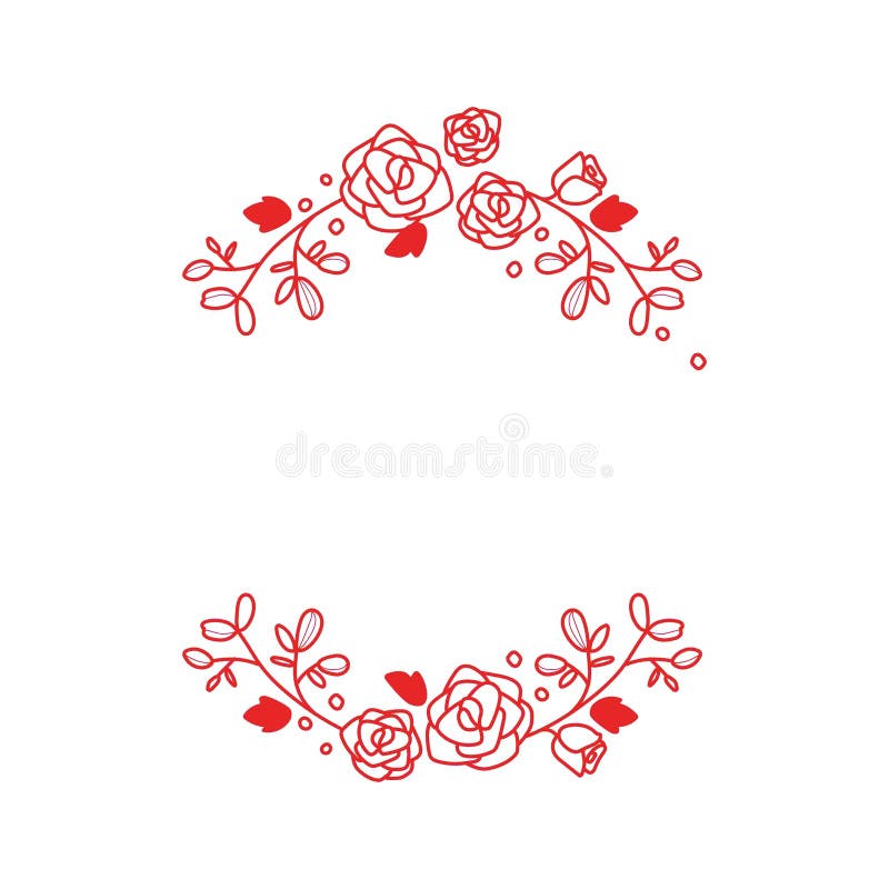 Rose Line Frame. Decorative Element. Editable Vector Frame Stock Vector ...