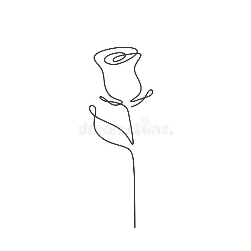 Rose One Line Drawing Flower Beauty Hand Drawn Minimalism Continuous