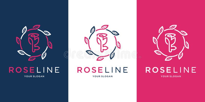 Rose line logo design stock illustration. Illustration of line - 226588110