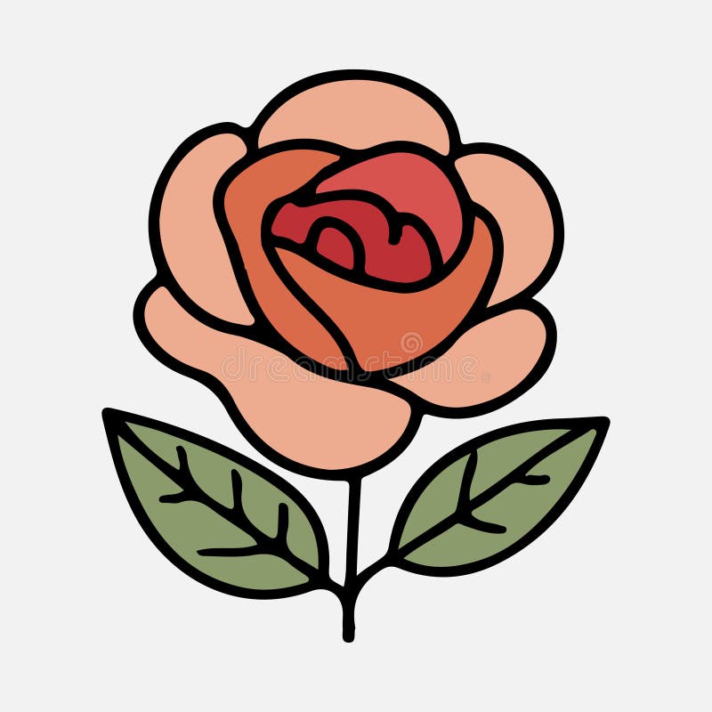 Rose. Lovely and Cute Flat Design Stock Vector - Illustration of ...
