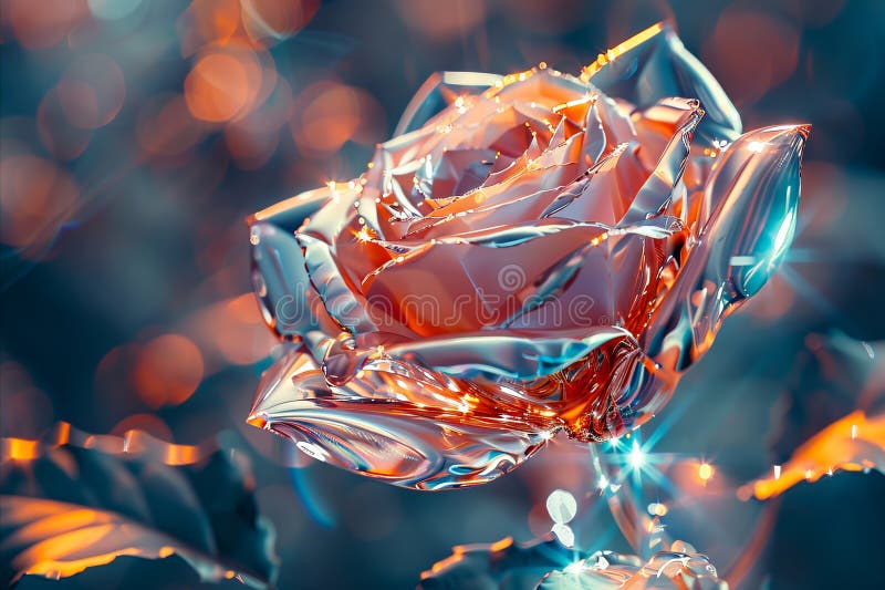 A Rose is Made of Glass and Has a Light Reflection Stock Image - Image ...
