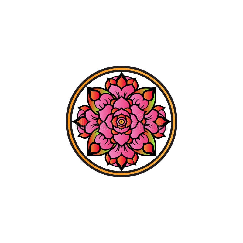 Rose Mandala Silhouette Vector Style on a White Background. Logotype ...