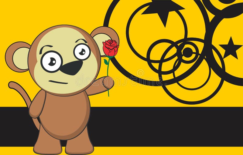 Rose Monkey Expression Cartoon Sticker Stock Vector - Illustration of ...