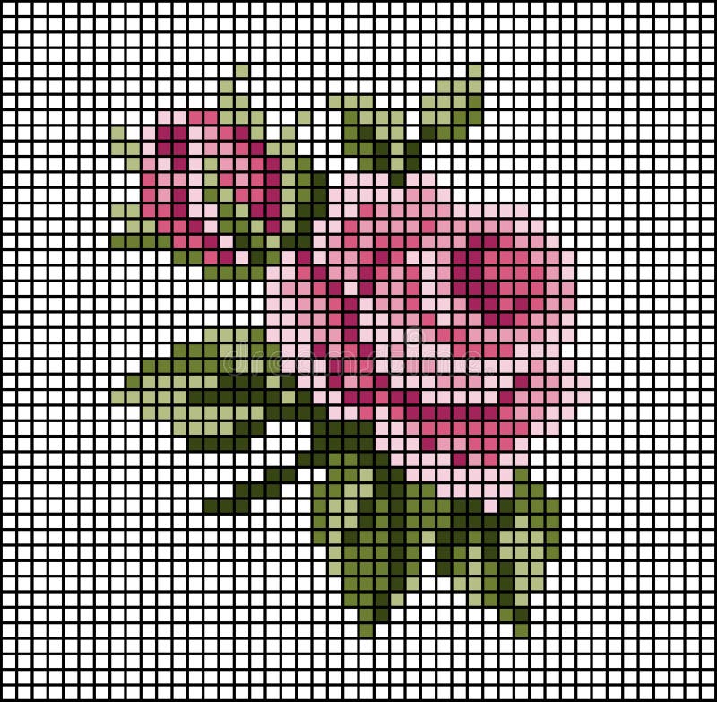 Rose Mosaic Tile Pattern. Flower for Crochet Cross Stitch Pattern Stock ...