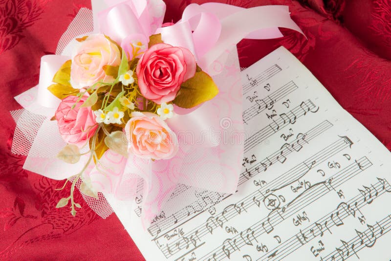 Sheet Music with Rose Piano Stock Image - Image of background, abstract ...