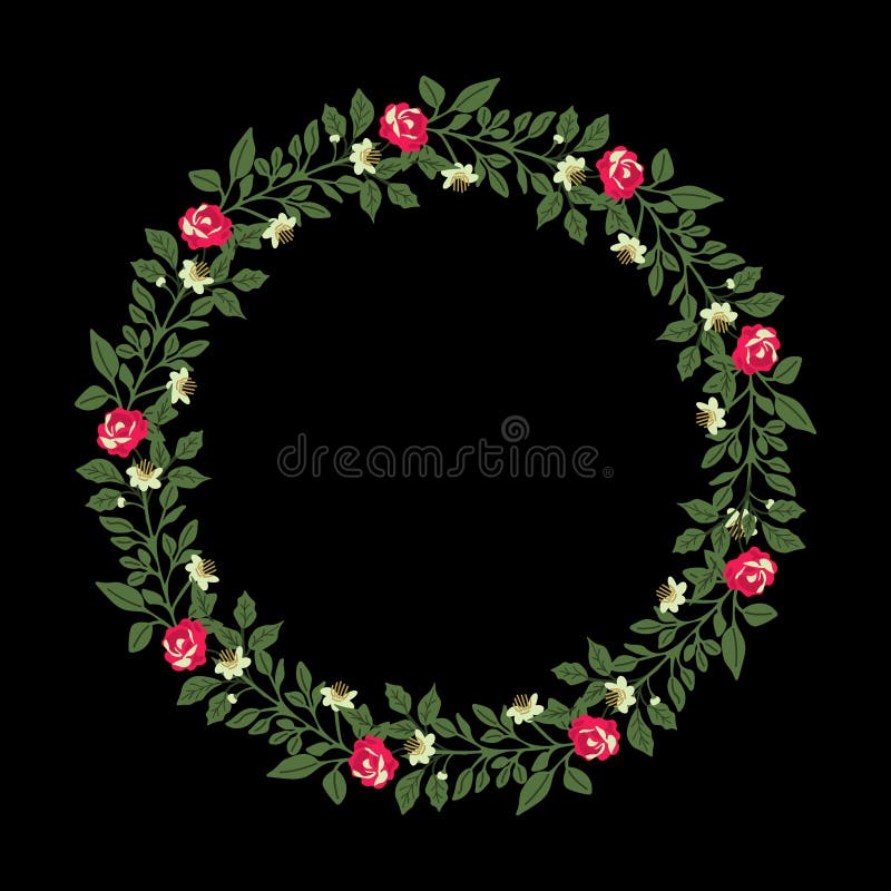 Rose and myrtle wreath stock vector. Illustration of discount - 216973632