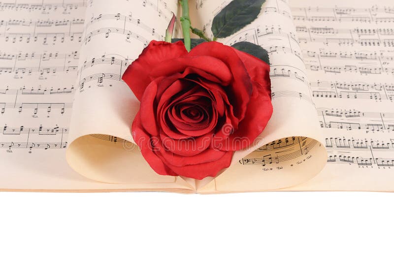 The Rose on Notebooks with Notes Stock Photo - Image of melody, love ...