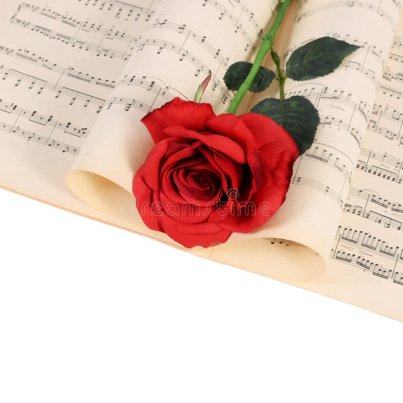 The Rose on Notebooks with Notes Stock Image - Image of musical ...