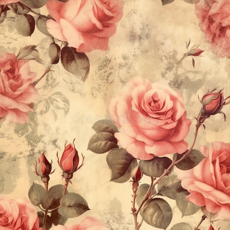 Rose Old Paper, Vintage Digital Paper Stock Illustration - Illustration ...