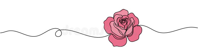 Rose One Line Art. Continuous Line Drawing of Rose Flower. Hand Drawn ...