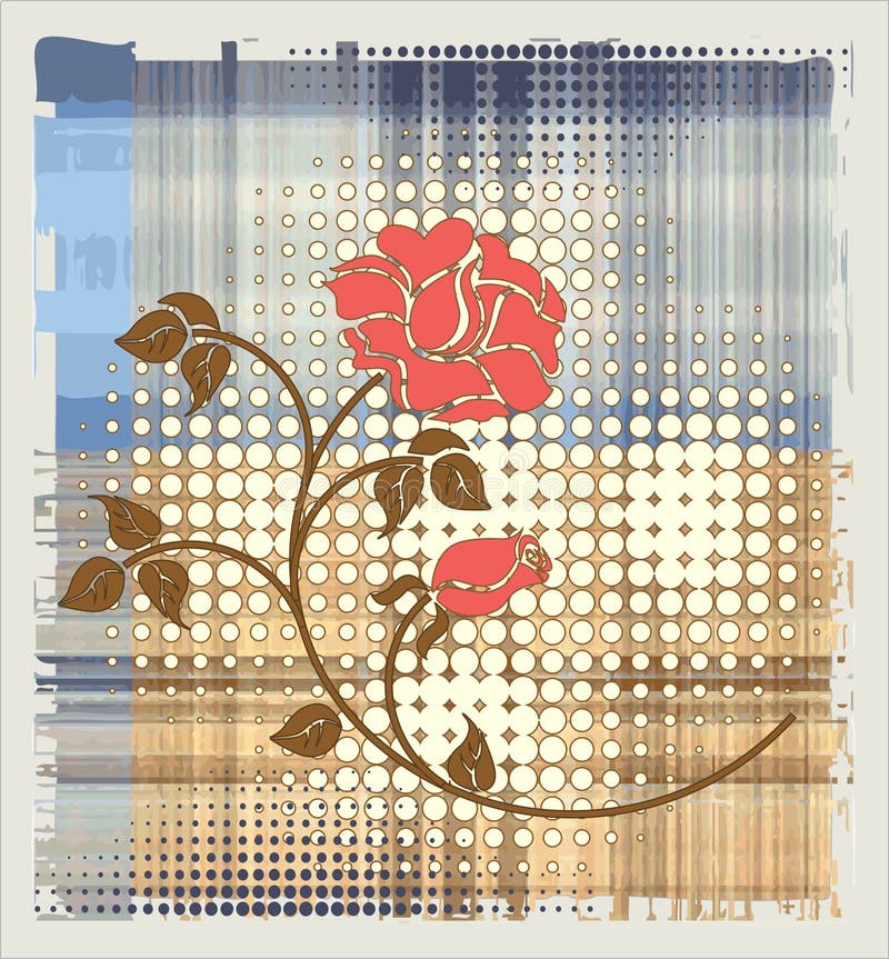 Rose Over Halftone Background Stock Vector - Illustration of rosa, rose ...