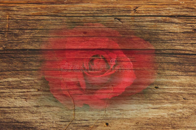 Rose Painted on a Rustic Wood Surface Stock Image - Image of vintage ...
