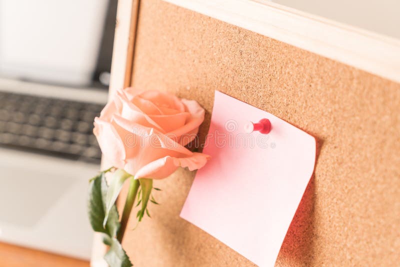 Rose with paper note stock image. Image of love, celebration - 86092619