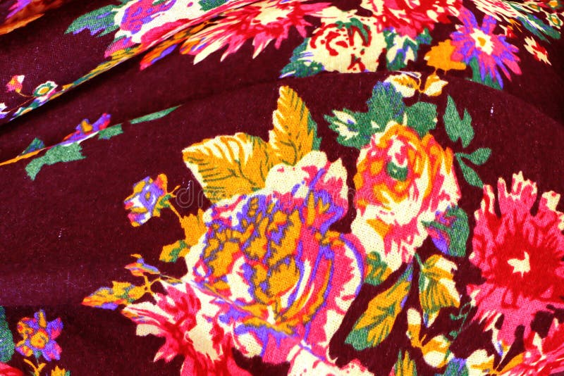 Rose Pattern Fabric in Many Colors Stock Photo - Image of bloom, color ...