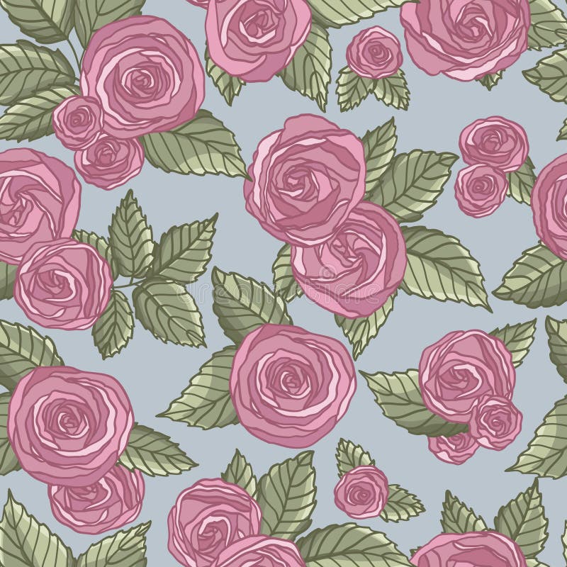 Seamless Garden Rose Pattern Stock Vector - Illustration of petal ...