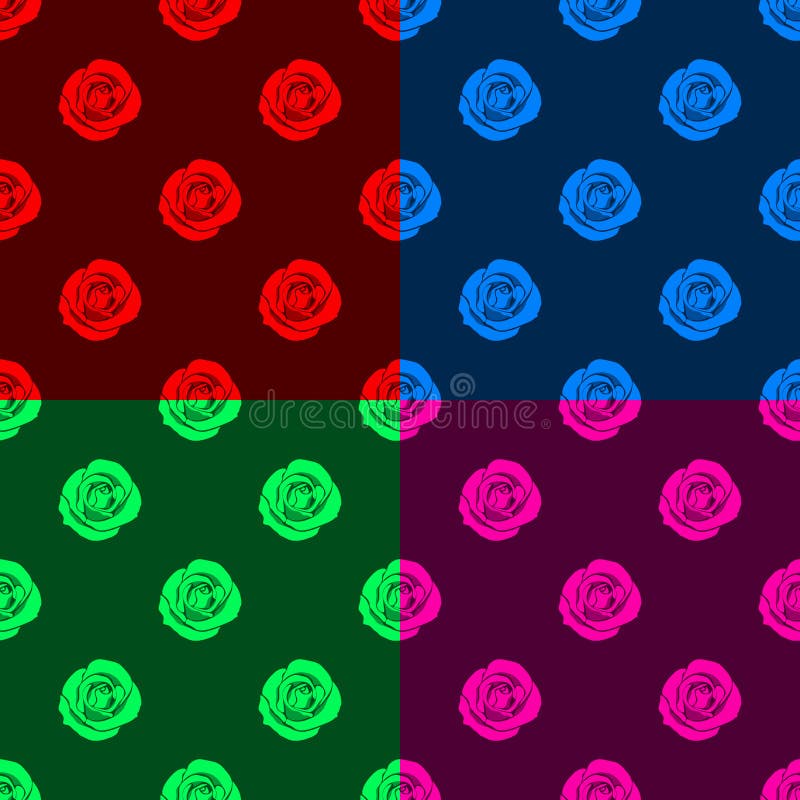Rose Pattern Set of Four Similar Texture Stock Vector - Illustration of ...