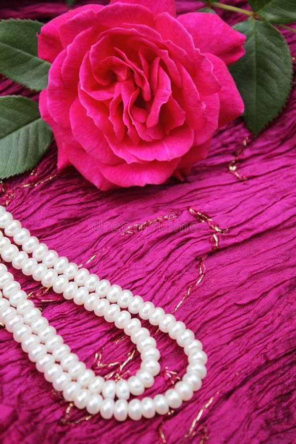 Rose and pearl stock image. Image of petals, beads, silk - 16310577