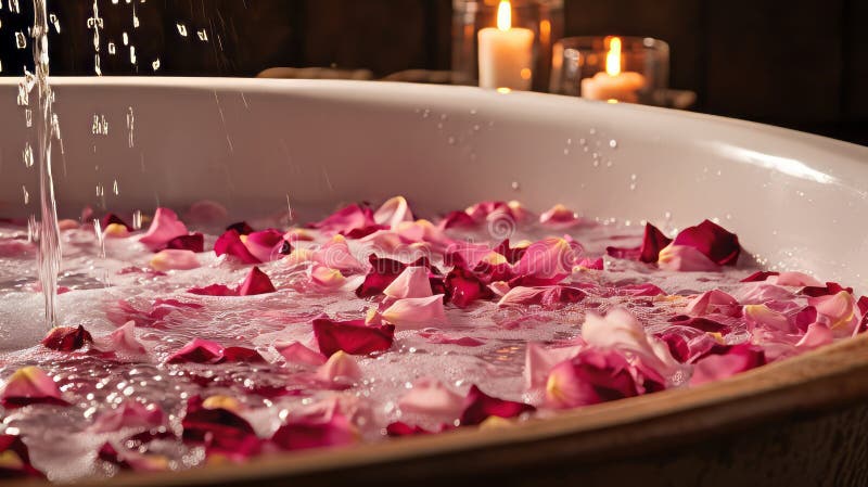Rose Petal Bubble Bath stock illustration. Illustration of rose - 291335828