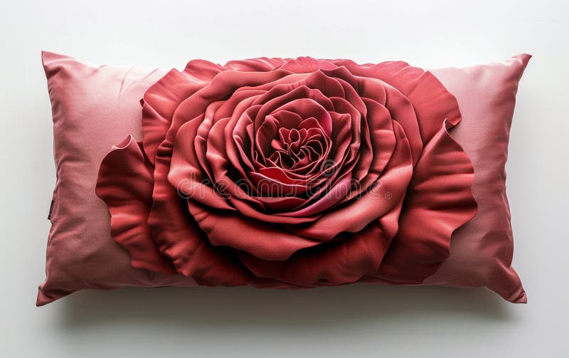 Rose Pillow on White Background -Generative Ai Stock Image - Image of ...